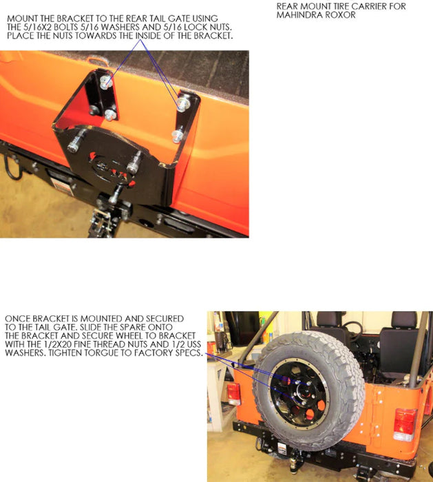 Strong Made Rear Tire Carrier for Mahindra Roxor 2018-2023 — Sherwood ...